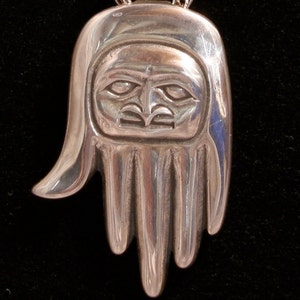 Silver Healing Hand Necklace/amulet, Alaskan Native Style, Cast in Eco ...