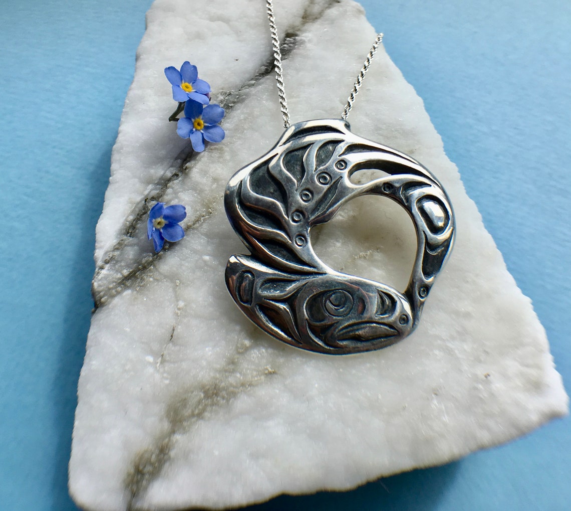 Silver Alaskan Native Style Salmon Ring cast in reclaimed | Etsy