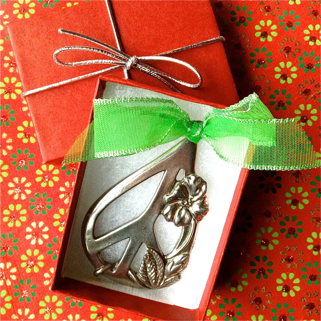 Pewter Peace Sign Ornament: Sitka Rose, Alaskan Gift - Etsy