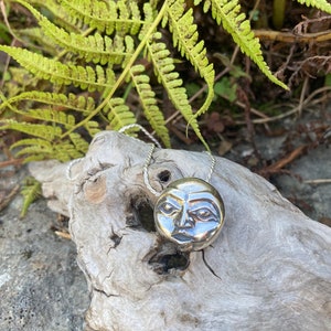 Full Moon Alaskan Native Style Amulet Pendant on 18" Sterling Chain ...
