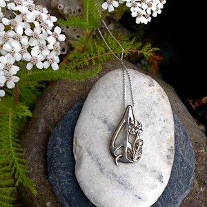 Alaskan Peace Sign Necklace With Wild Rose, on 20" Sterling Rope Chain ...
