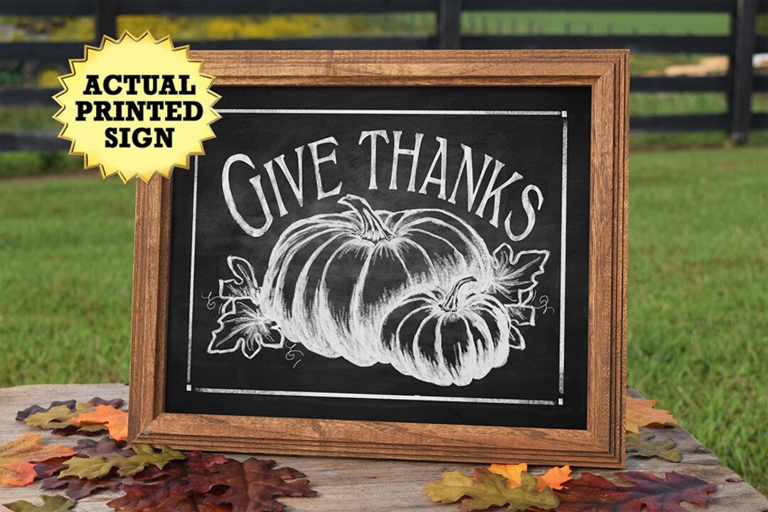 Thanksgiving Decor Give Thanks Sign Chalkboard Wall Art - Etsy