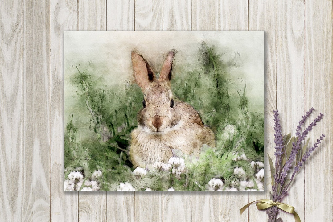 Rustic Easter Decor Rabbit Print Bunny Watercolor Print, Nursery Decor ...