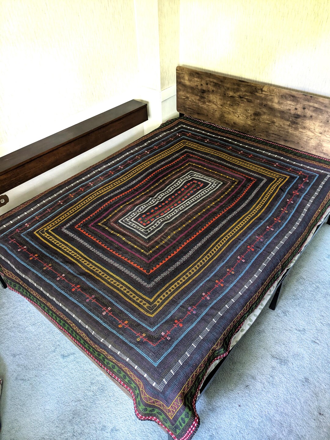 Queen Size Quilt Sindhi Ralli, Handmade Cotton Throw Blanket for Bed ...