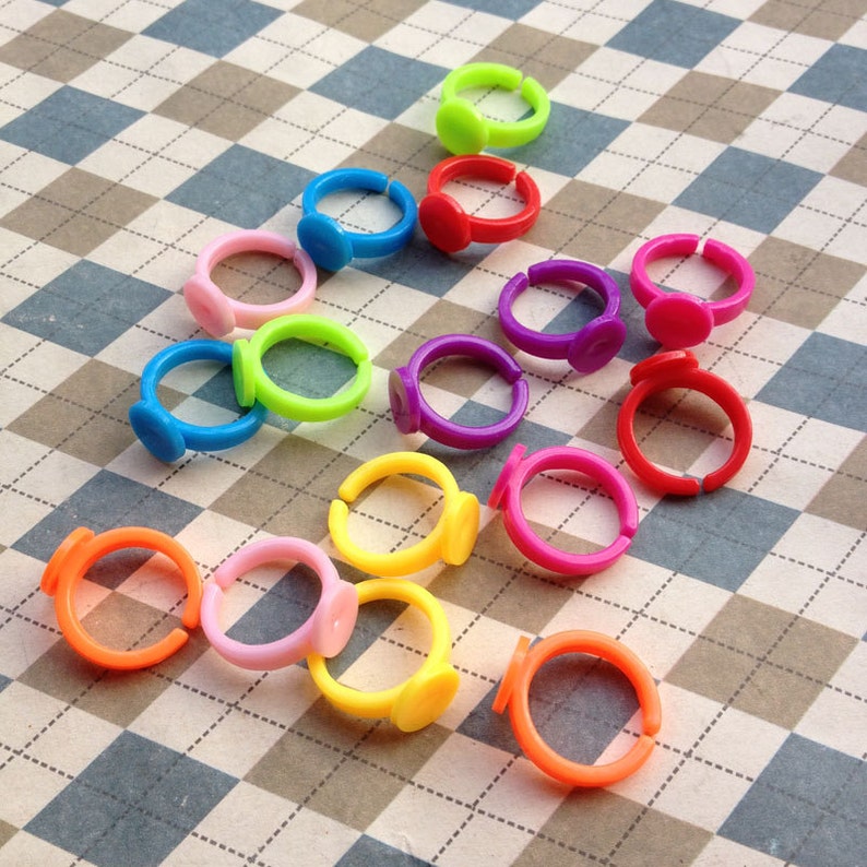 100PCS Mix Color Plastic Children's Ring Blanks 10mm - Etsy