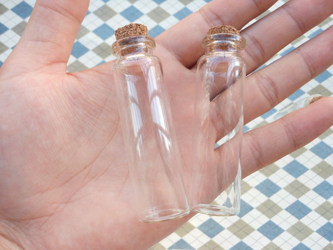 40 Mini glass bottles with corks 22x75mm | Etsy