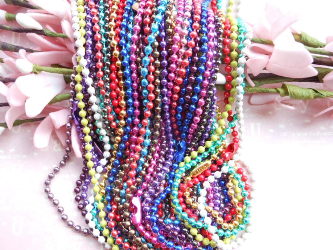 100pcs Assorted Colors(mix Colors) Ball Chain Necklaces - 27inch, 2.4mm ...