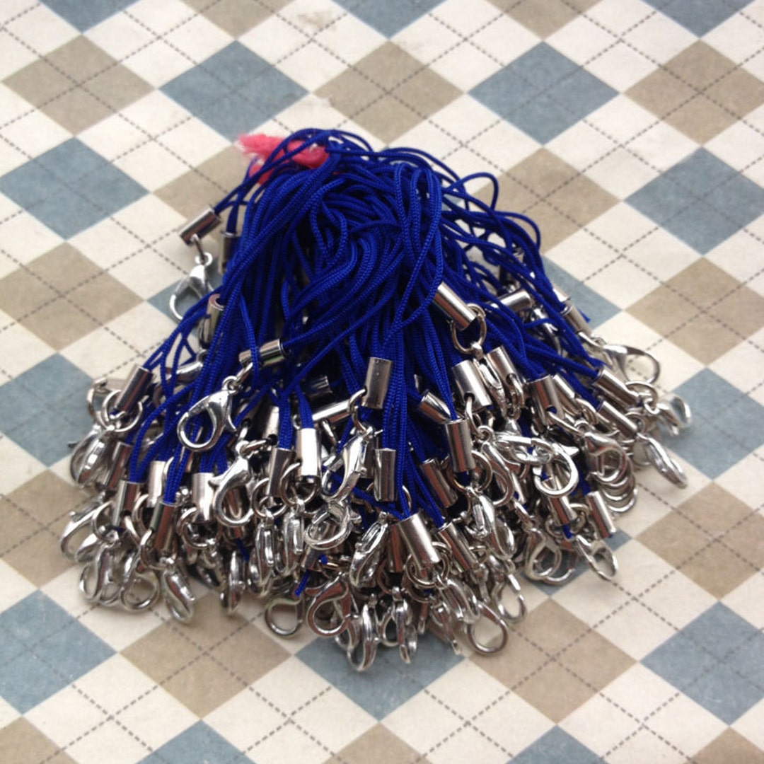 50pcs Royal Blue Cell Phone Straps With White K Lobster Clasp Included ...
