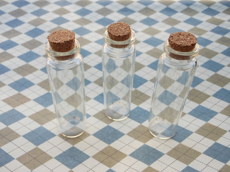 40 Mini glass bottles with corks 22x75mm | Etsy