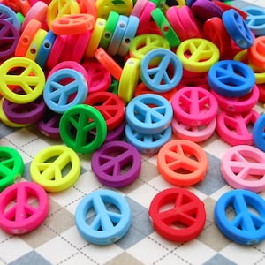 100pcs 15mm Assorted Color Peace Sign, Acrylic/plastic Peace Sign ...