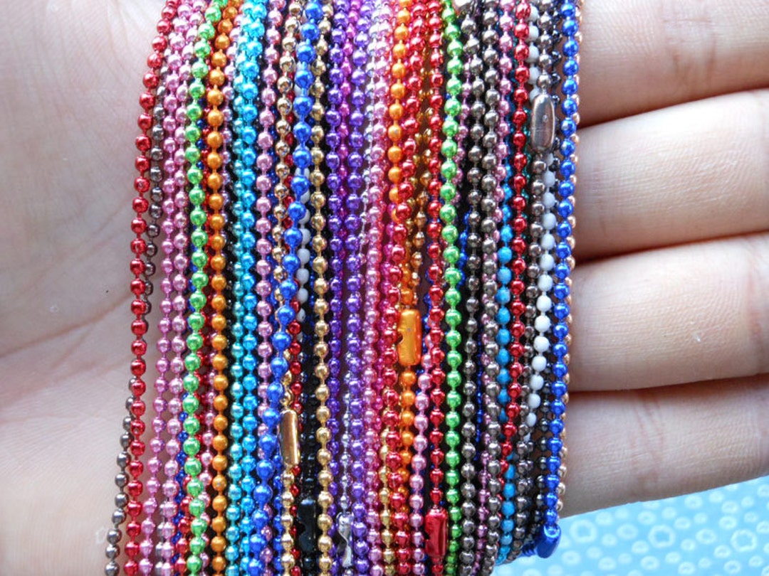100 Pcs Assorted Colors(mixed Color) Ball Chain Necklaces - 27inch, 2 ...