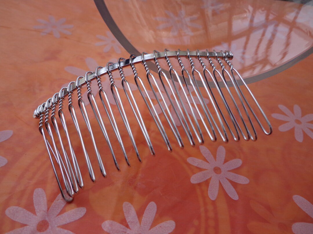 Sale--100pcs 75mm Width-silver Tone Wire Hair Combs - Silver Hair Combs ...