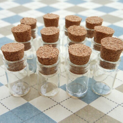 20 Mini Glass Bottles With Corks 15x44mm - Etsy