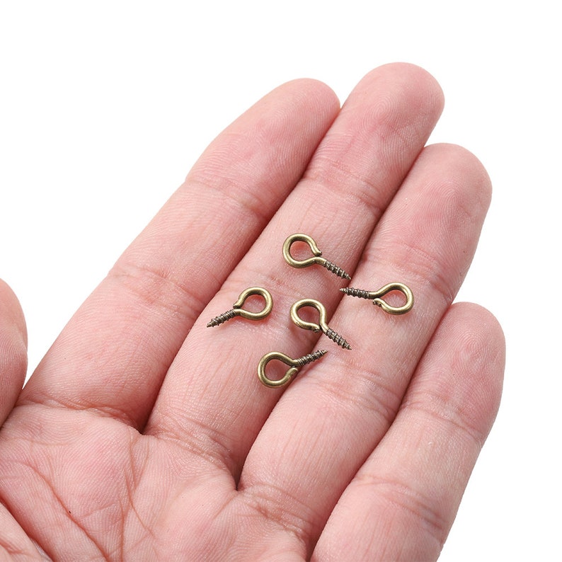 200pcs Small Tiny Mini Eye Pins Eyepins Hooks Eyelets Screw Threaded ...