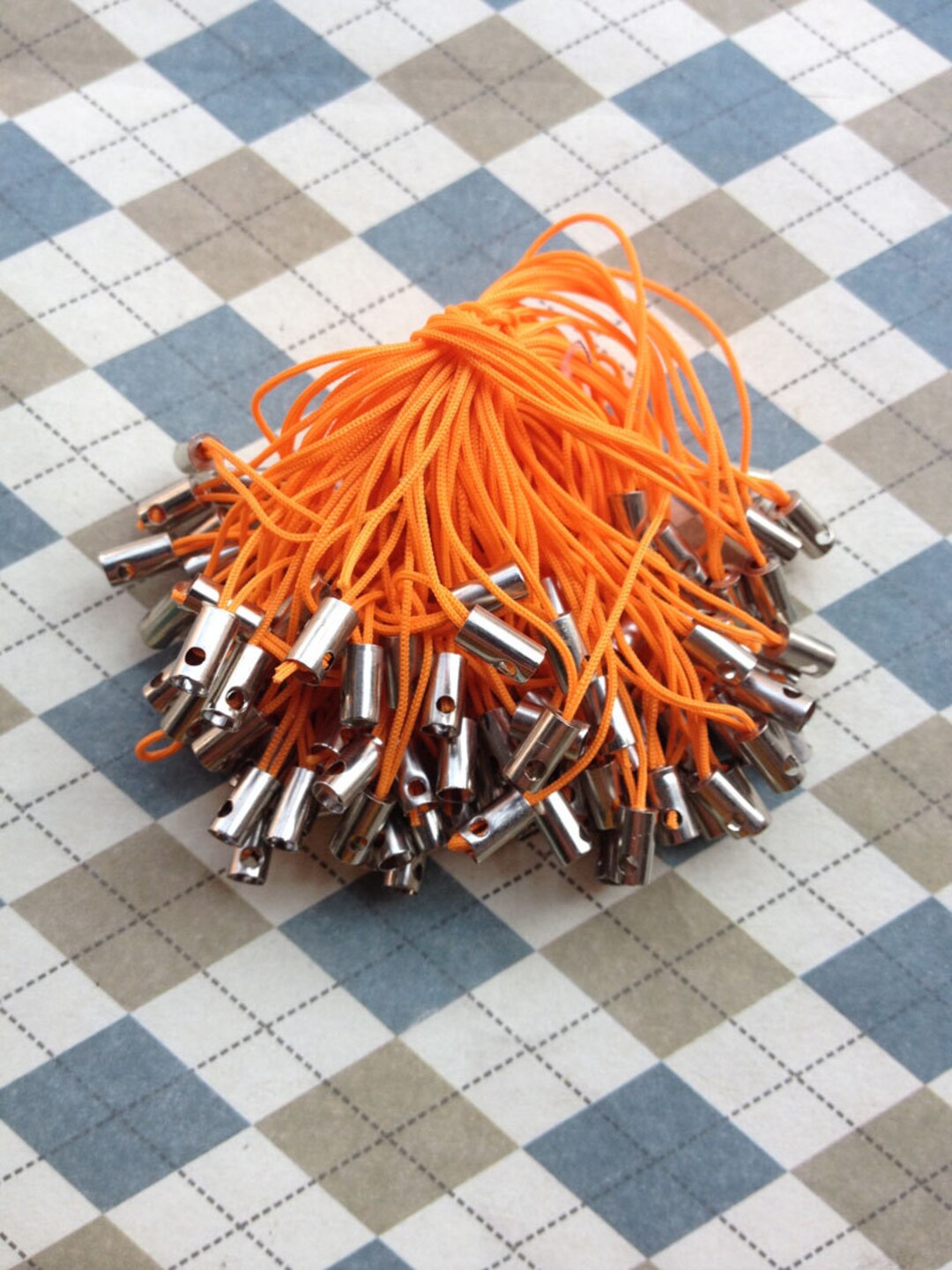 BULK 100pcs 50mm Orange Cell Phone Straps Cords and White K Connector ...