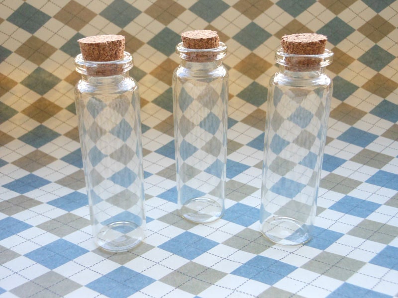 40 Mini glass bottles with corks 22x75mm | Etsy