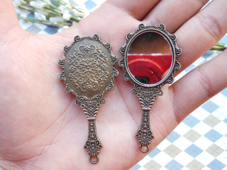 4 Pcs 43x70mm Antique Bronze Mirror Charms Tibetan Style - Etsy