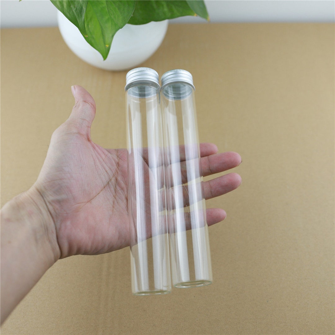 Mini Glass Bottles 30*180mm 100ml Glass Bottles Test Tube Silver Screw ...