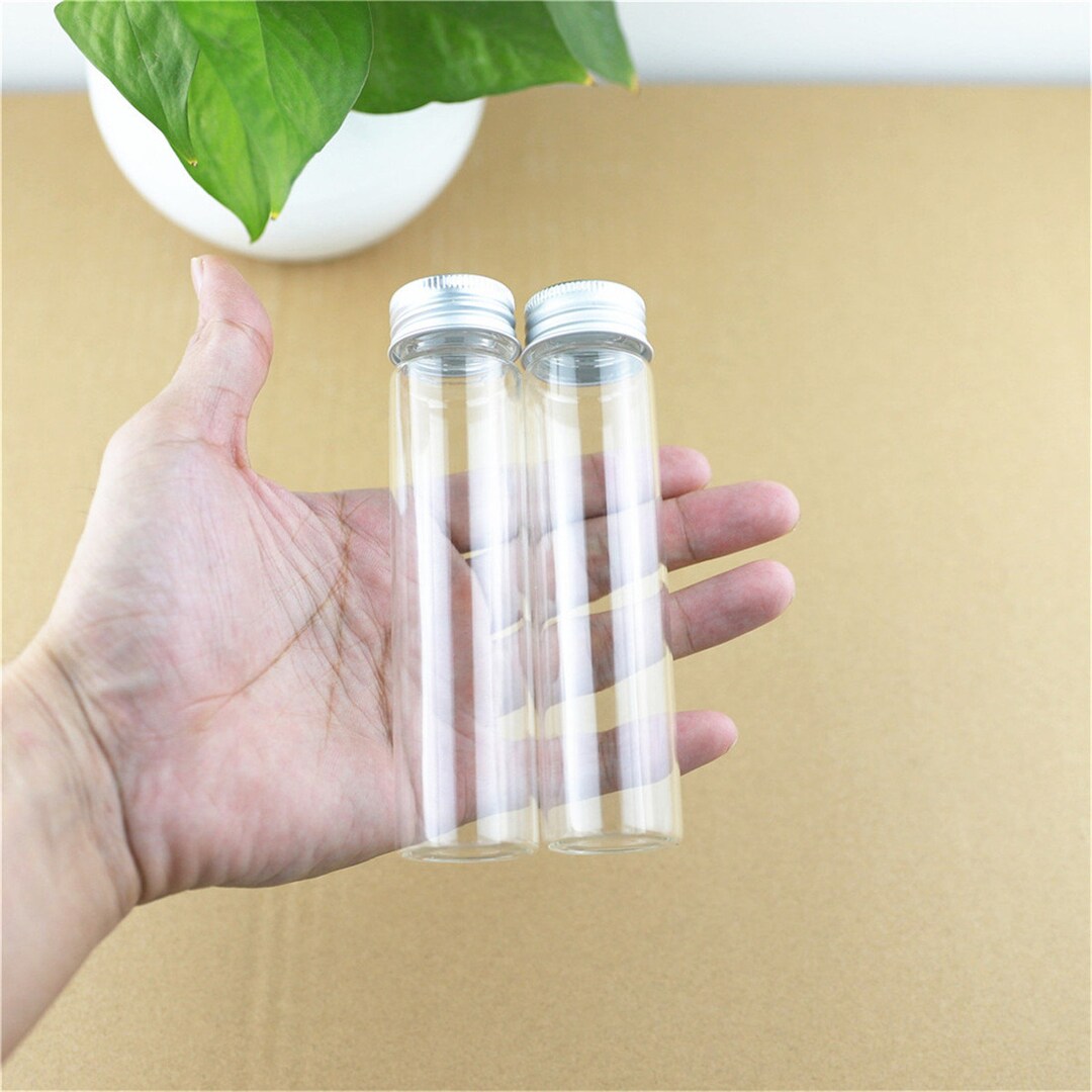 Mini Glass Bottles 30*120mm 60ml Glass Bottles Test Tube Silver Screw ...