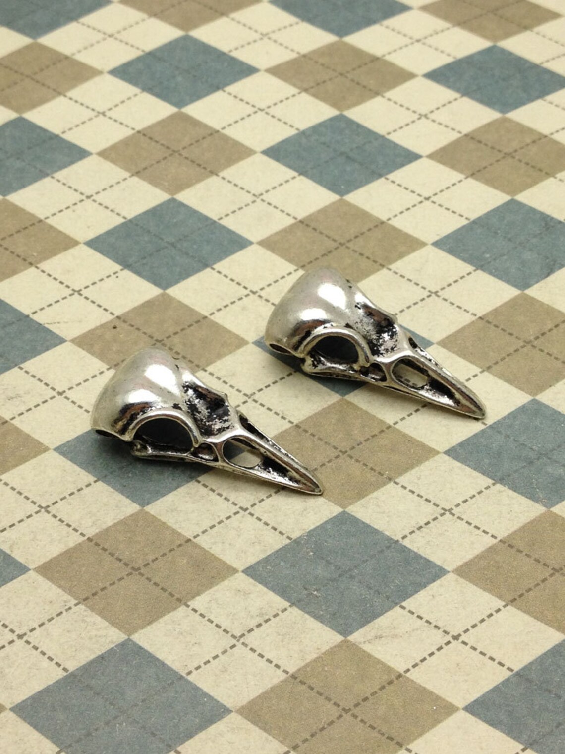 20 Pcs of Antique Silver Skull Bird Head Charms Bird Head With Flowers ...