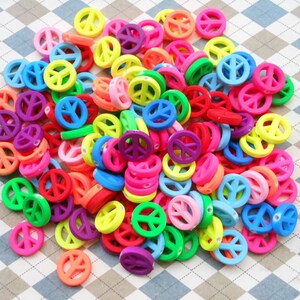 100pcs 15mm Assorted Color Peace Sign, Acrylic/plastic Peace Sign ...