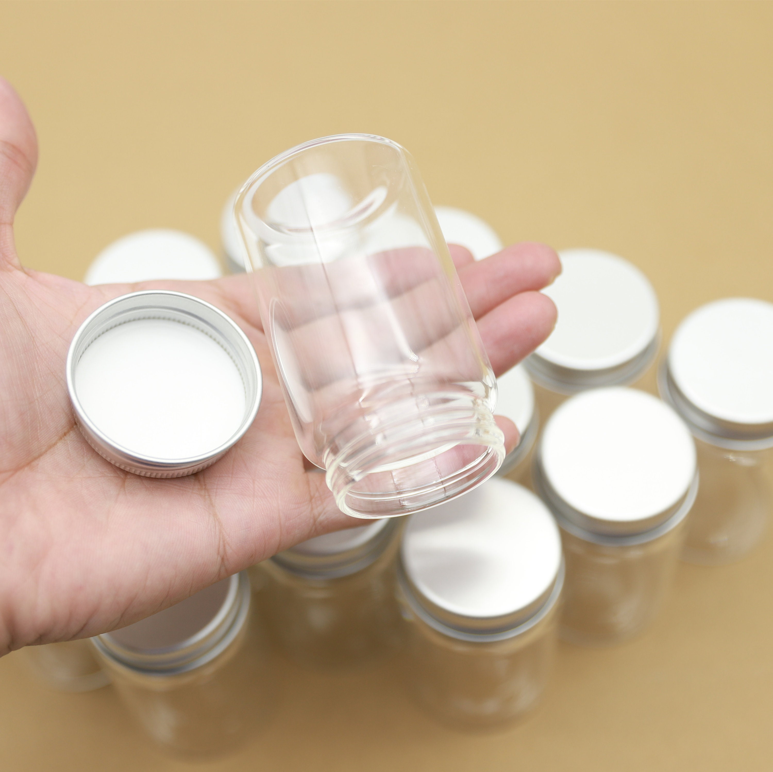 Mini Glass Bottles 47*80mm 100ml Glass Bottles Test Tube Silver Screw ...