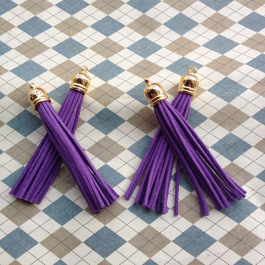 10pcs 10x90mm Purple Color Leather Tassel Fiber Tassel Fringe Tassel ...