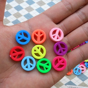 100pcs 15mm Assorted Color Peace Sign, Acrylic/plastic Peace Sign ...