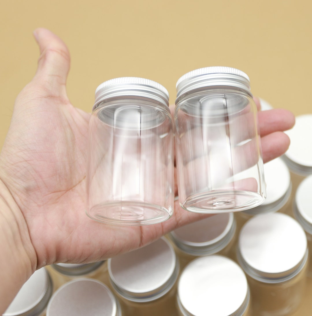 Mini Glass Bottles 47*70mm 80ml Glass Bottles Test Tube Silver Screw ...