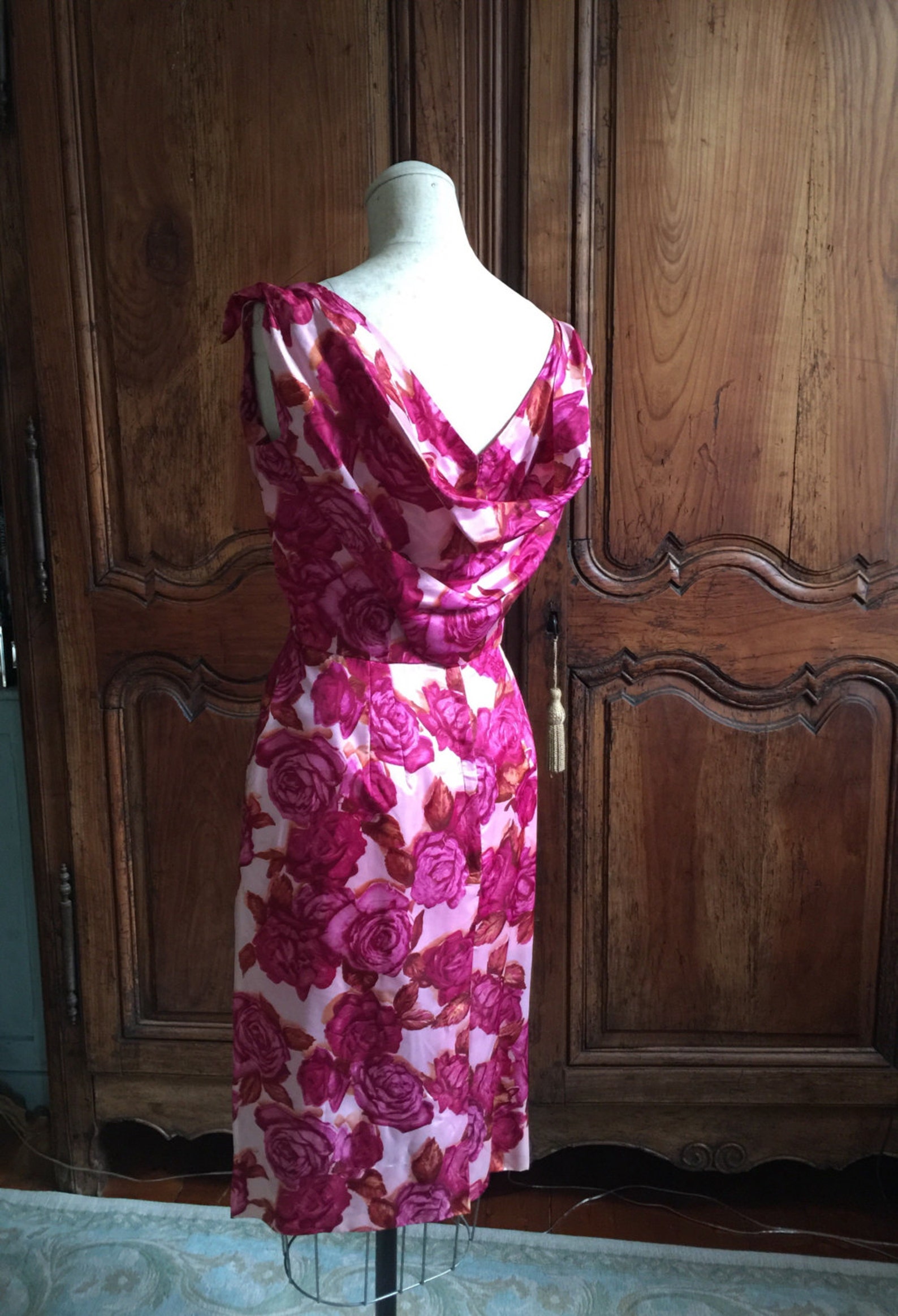1950s Vintage Party Dress 50s Vintage Floral 50s Wiggle Dress 50s