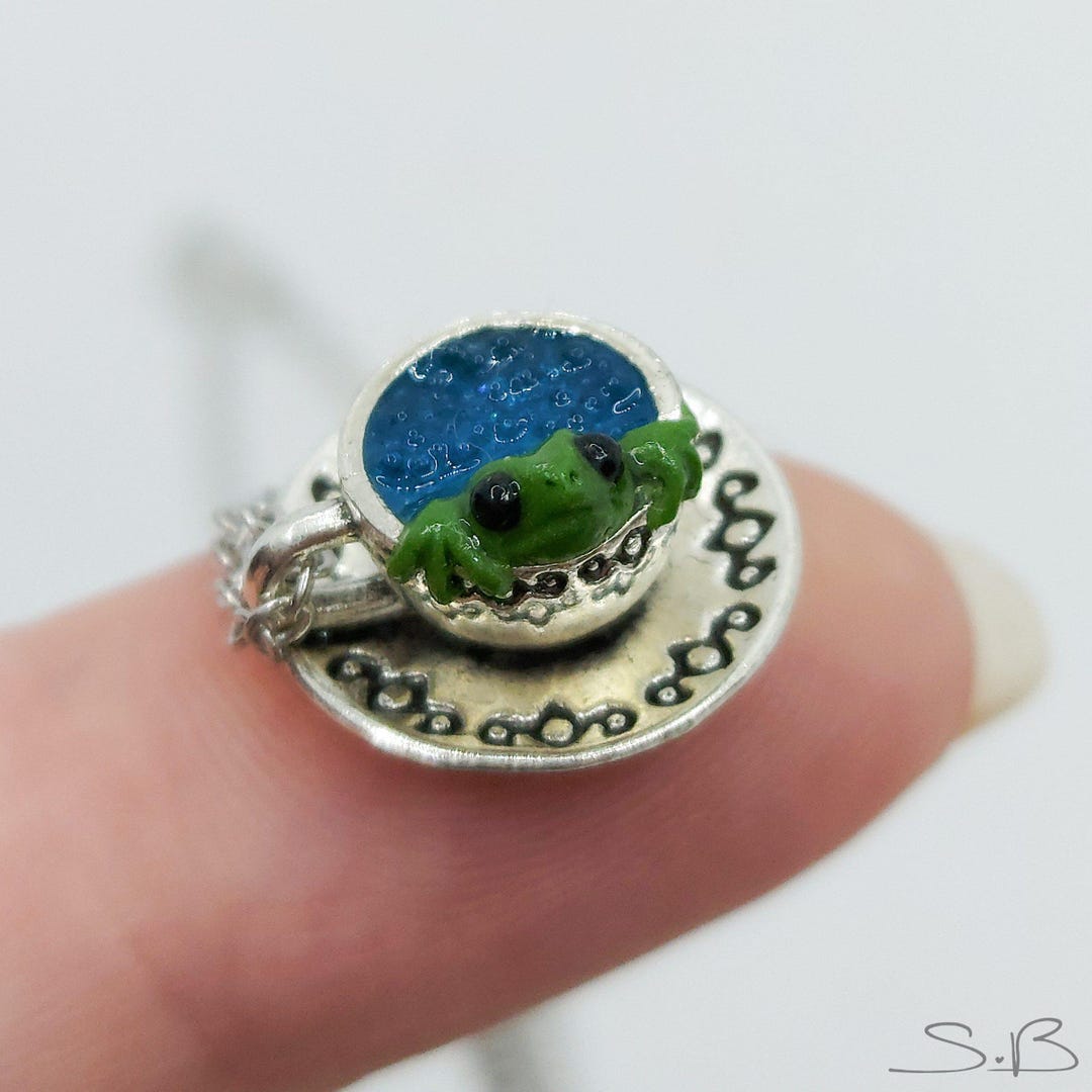Wonky Froggy Teacup Necklace - Gerald, Hand Sculpted, Frog Jewellery ...