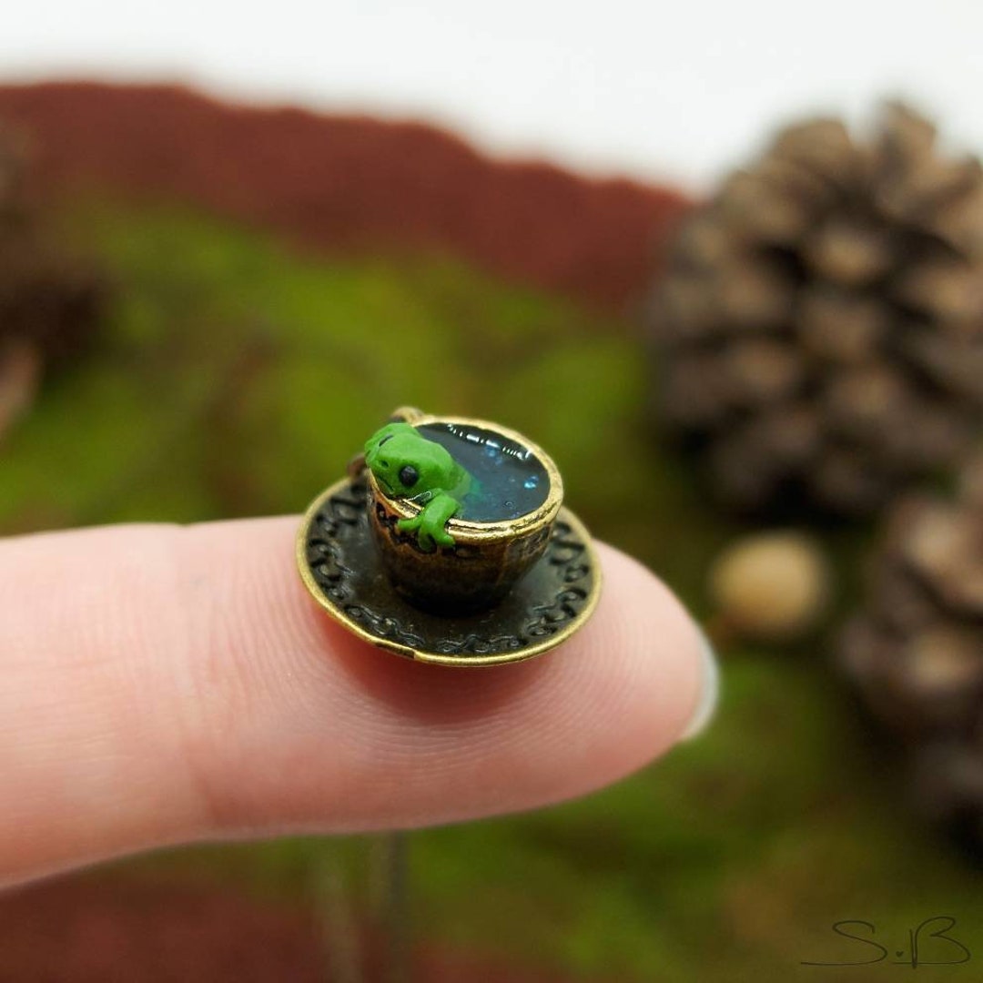 Made to Order, Froggy Teacup Necklace, Hand Sculpted, Teacup Creatures ...