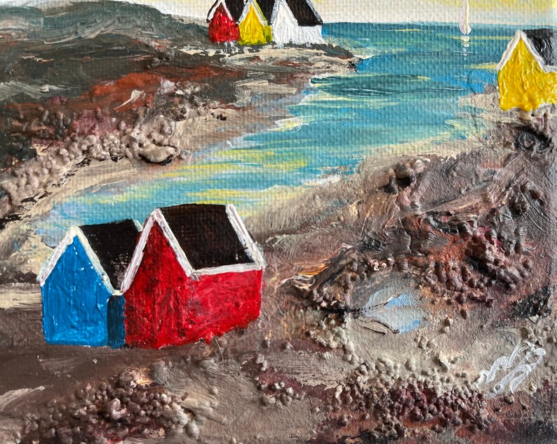 Print of Beach Huts in a Cove/fine Art Print/square Print/wall Art/wall ...