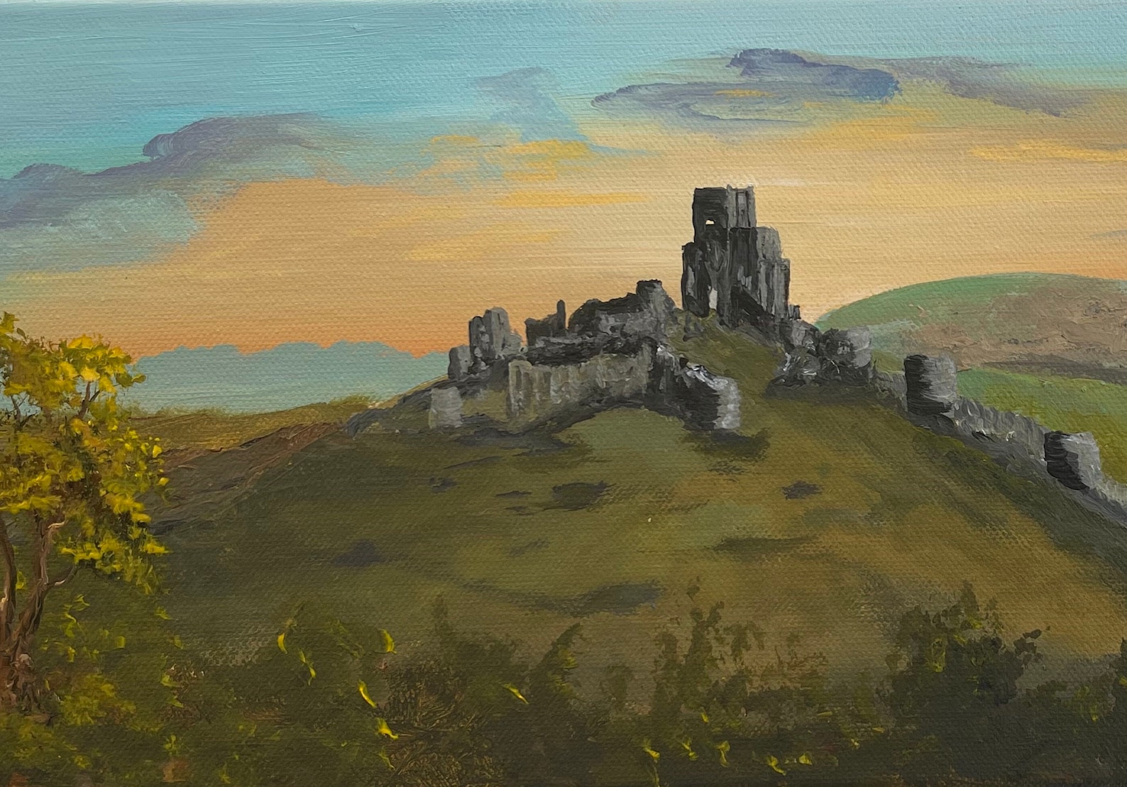 Print of Corfe Castle in Dorset, Fine Art Print, Artworksbymarjabrown ...