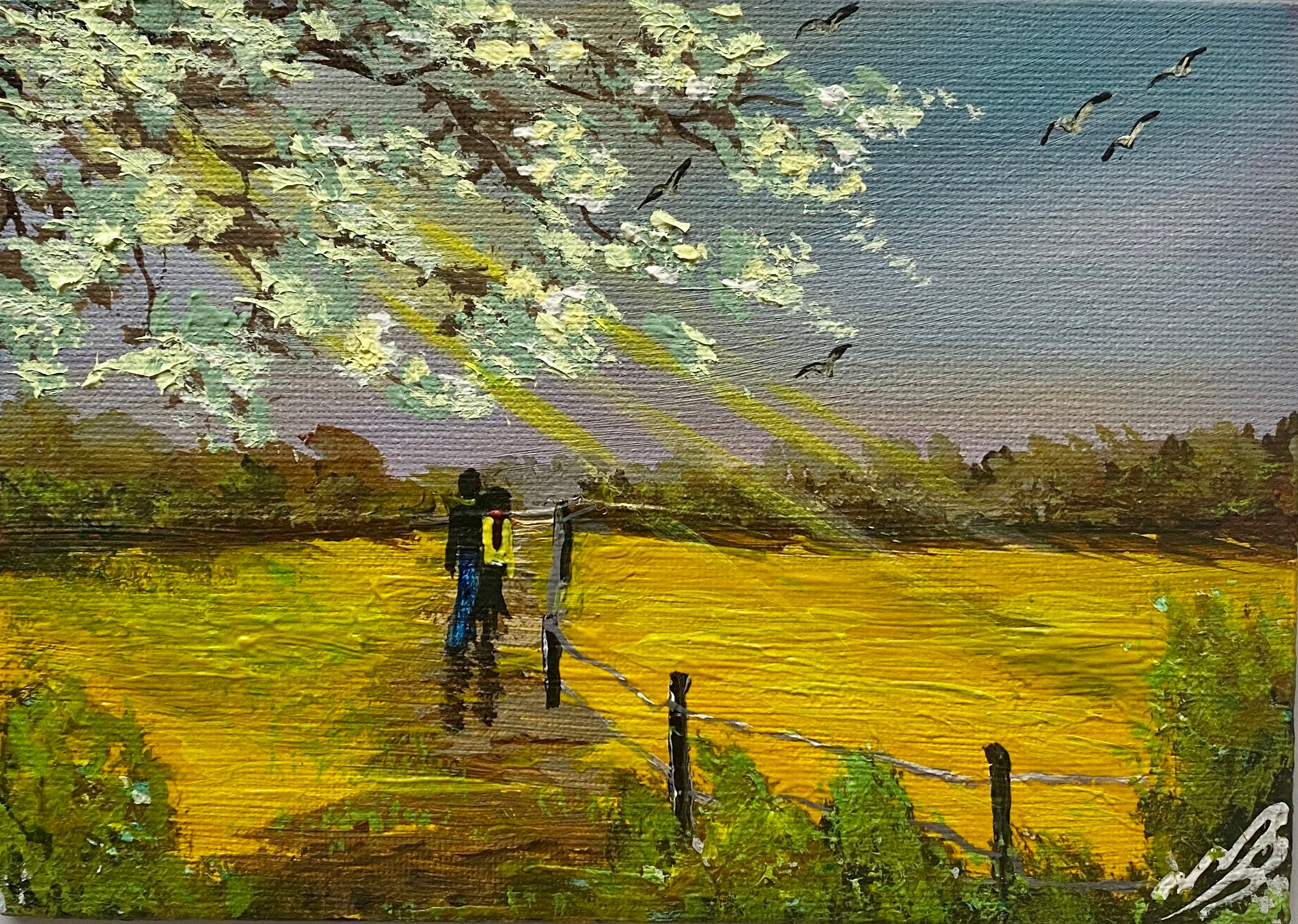 In Love in the Springtime. original painting acrylic on | Etsy