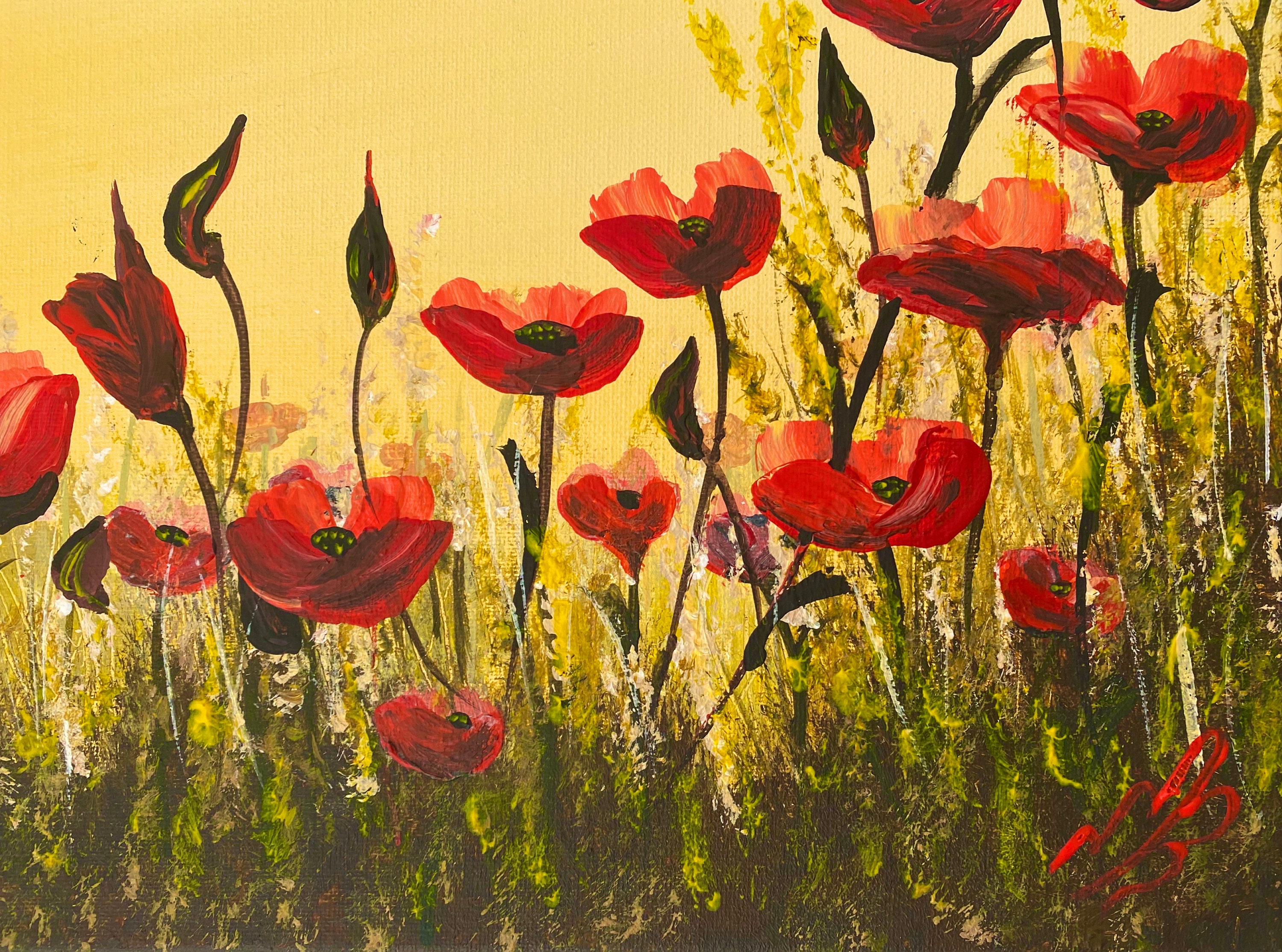 Print of Red Poppies Under a Full Moon. From Original Poppy - Etsy