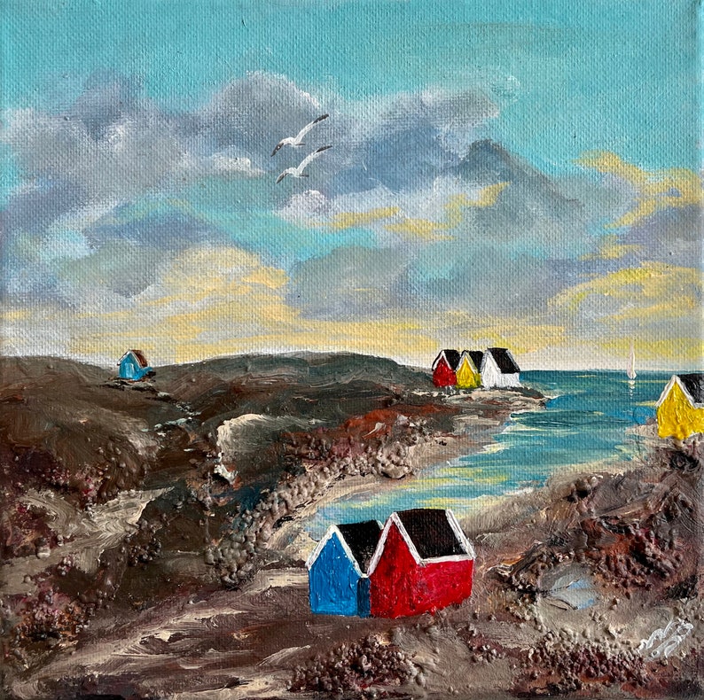Print of Beach Huts in a Cove/fine Art Print/square Print/wall Art/wall ...