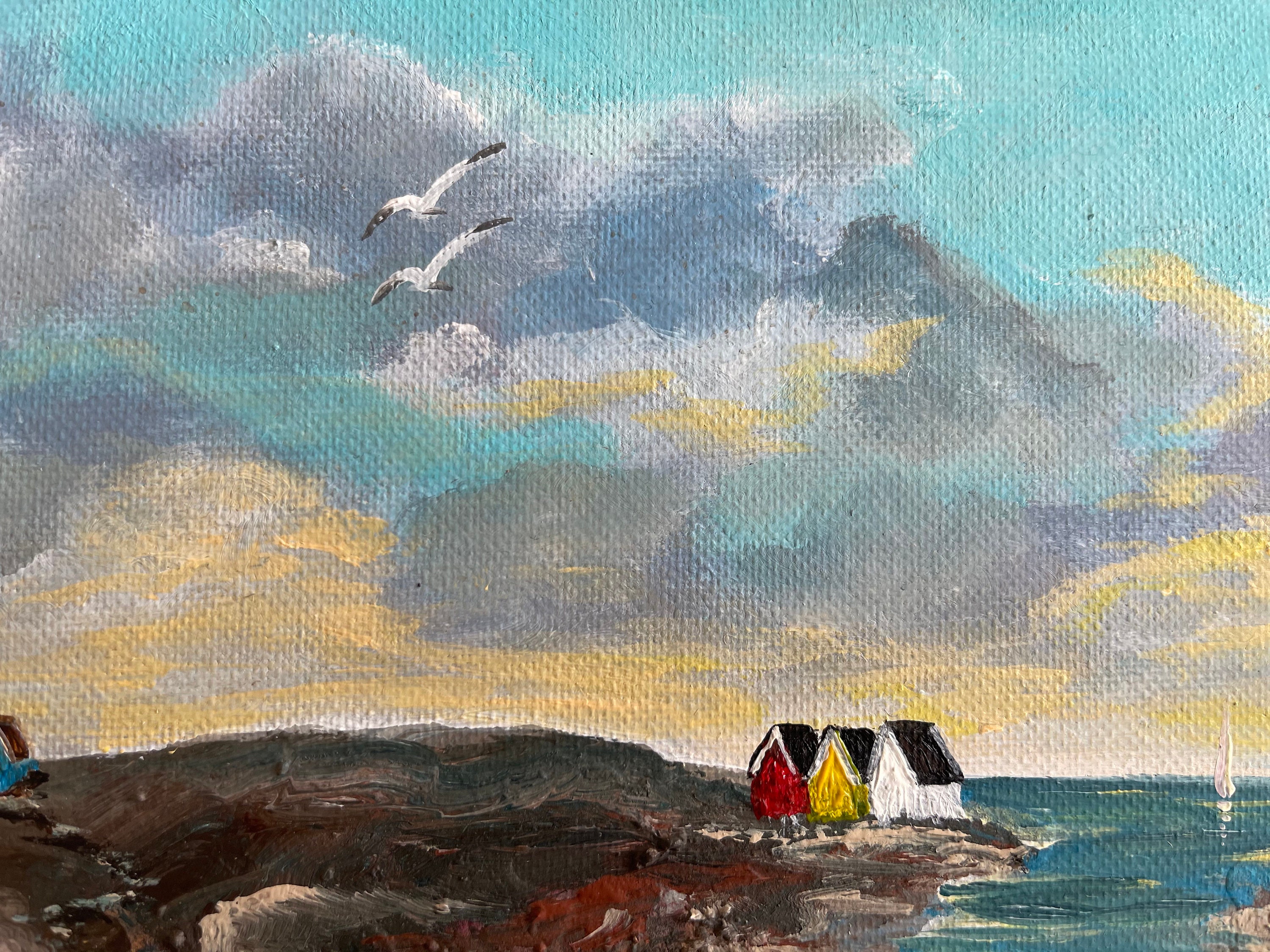Print of Beach Huts in a Cove/fine Art Print/square Print/wall Art/wall ...