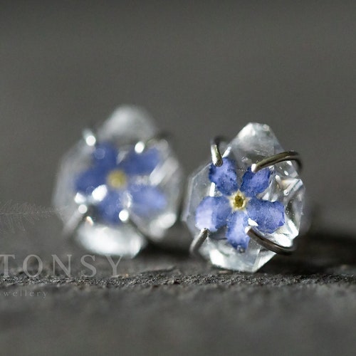 Forget Me Nots Earrings / raw Stone Earrings / - Etsy