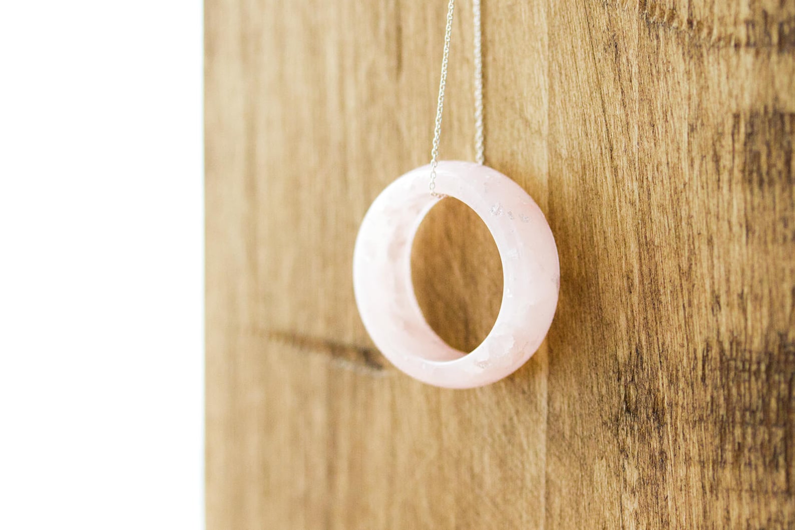 Resin Ring Necklace / Pink With Silver Flakes / Gift for Her / - Etsy