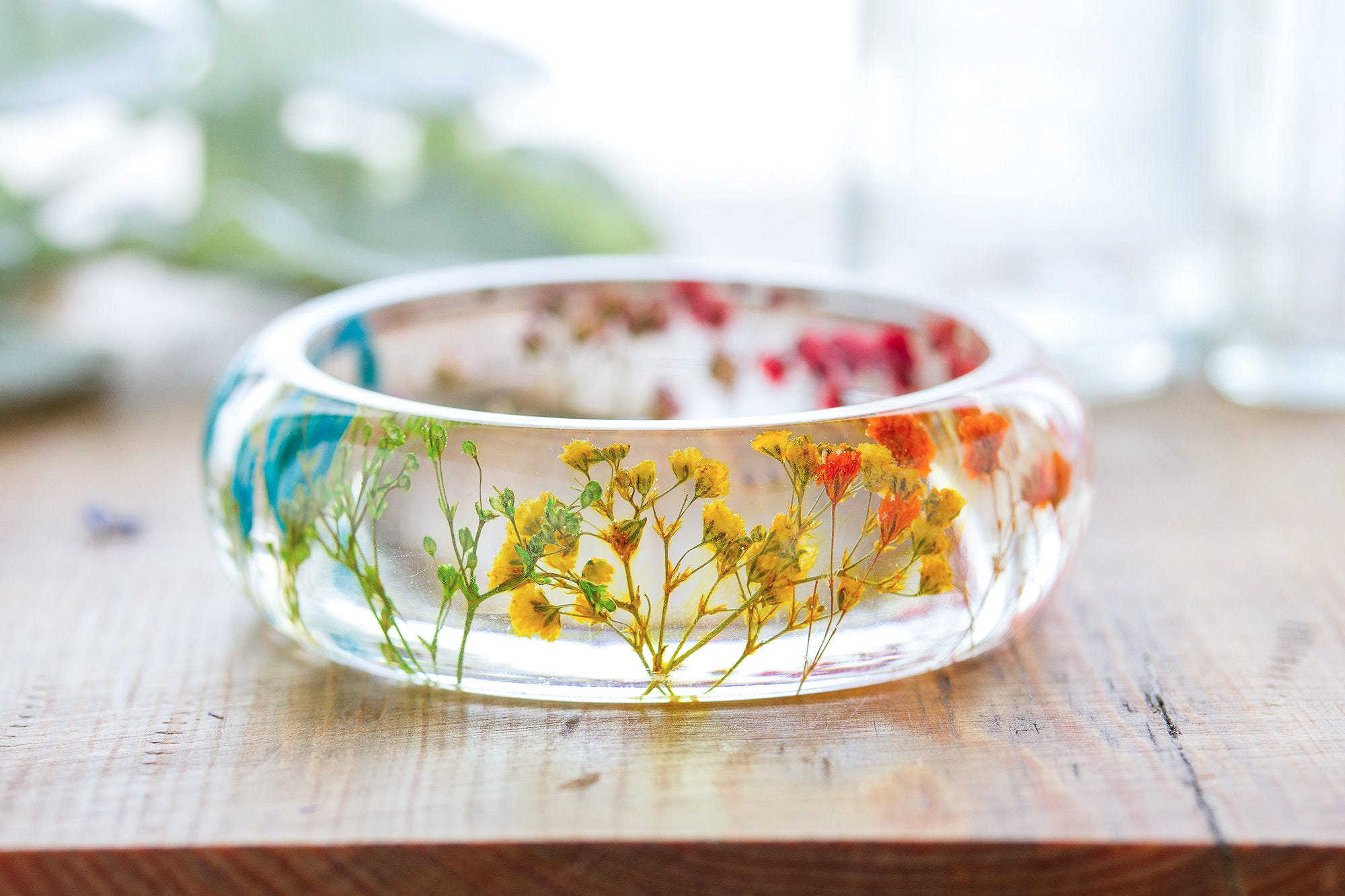 Real Flower Bangle / Rainbow Gyp / Botanical Jewellery / - Etsy UK