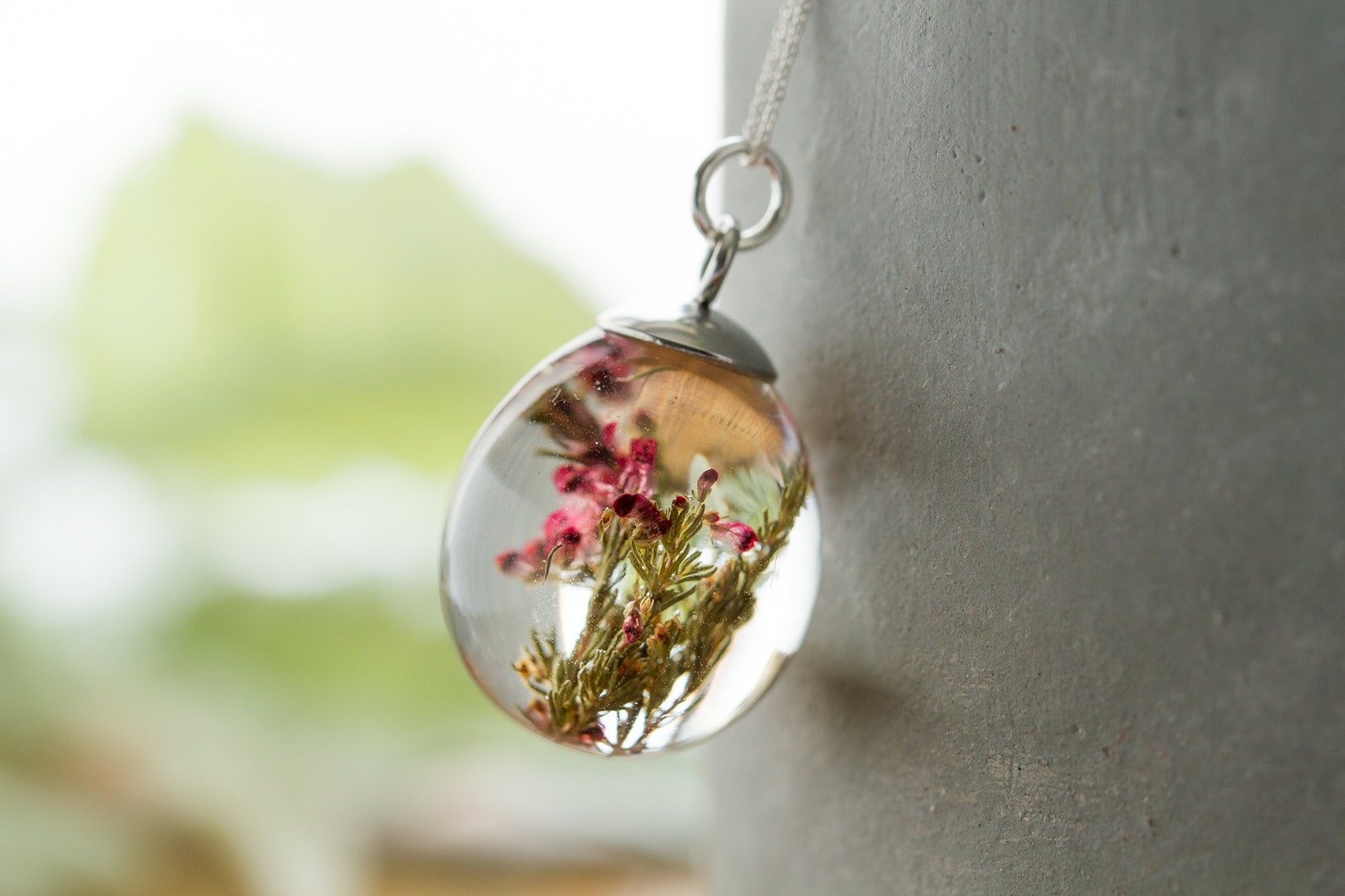Heather Necklace Real Flower Necklace 3D Teardrop Pendant - Etsy