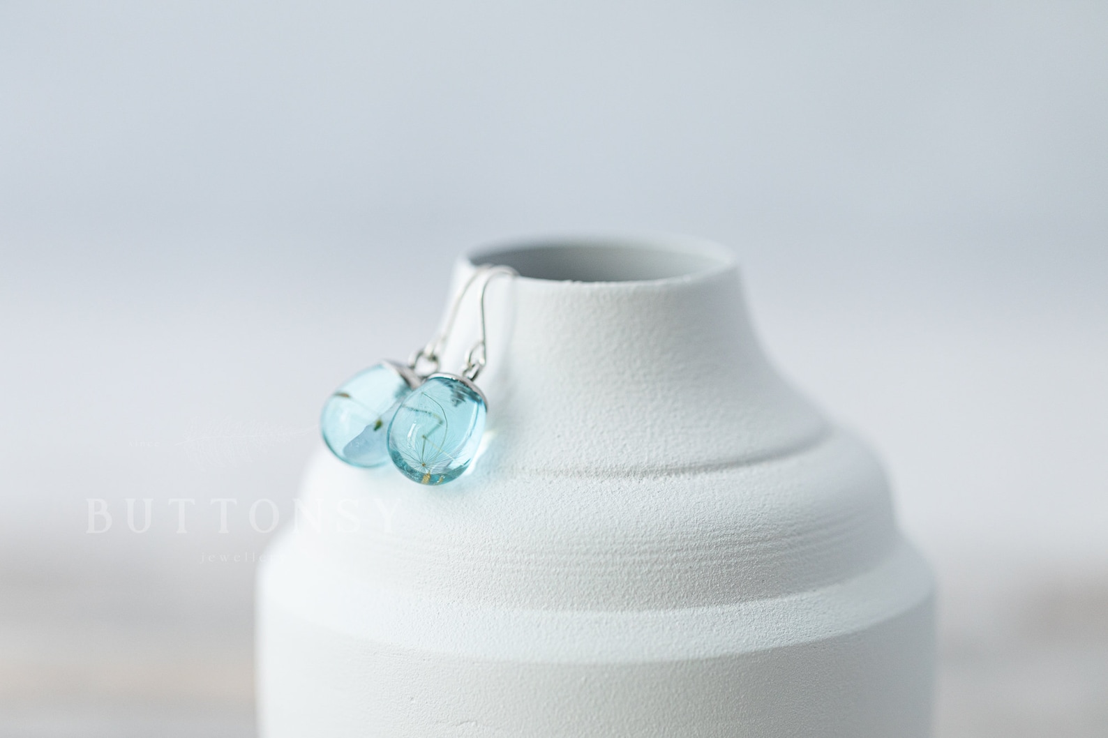 Dandelion Wish Earrings Water Droplet Dandelion Earrings Etsy