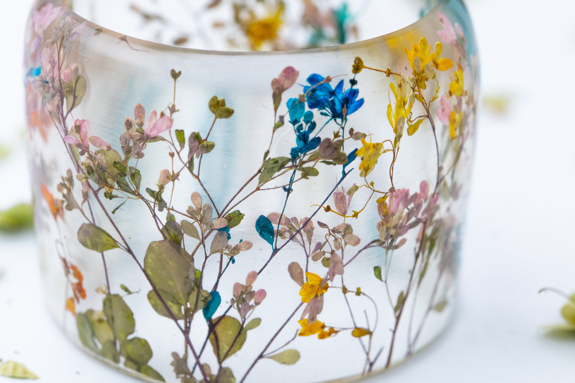 Real Flower Bangle / Extra Super Wide / Wildflower Bangle / - Etsy UK