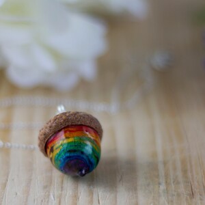 Rainbow Acorn Necklace / Real Flower Jewellery / Autumn - Etsy UK