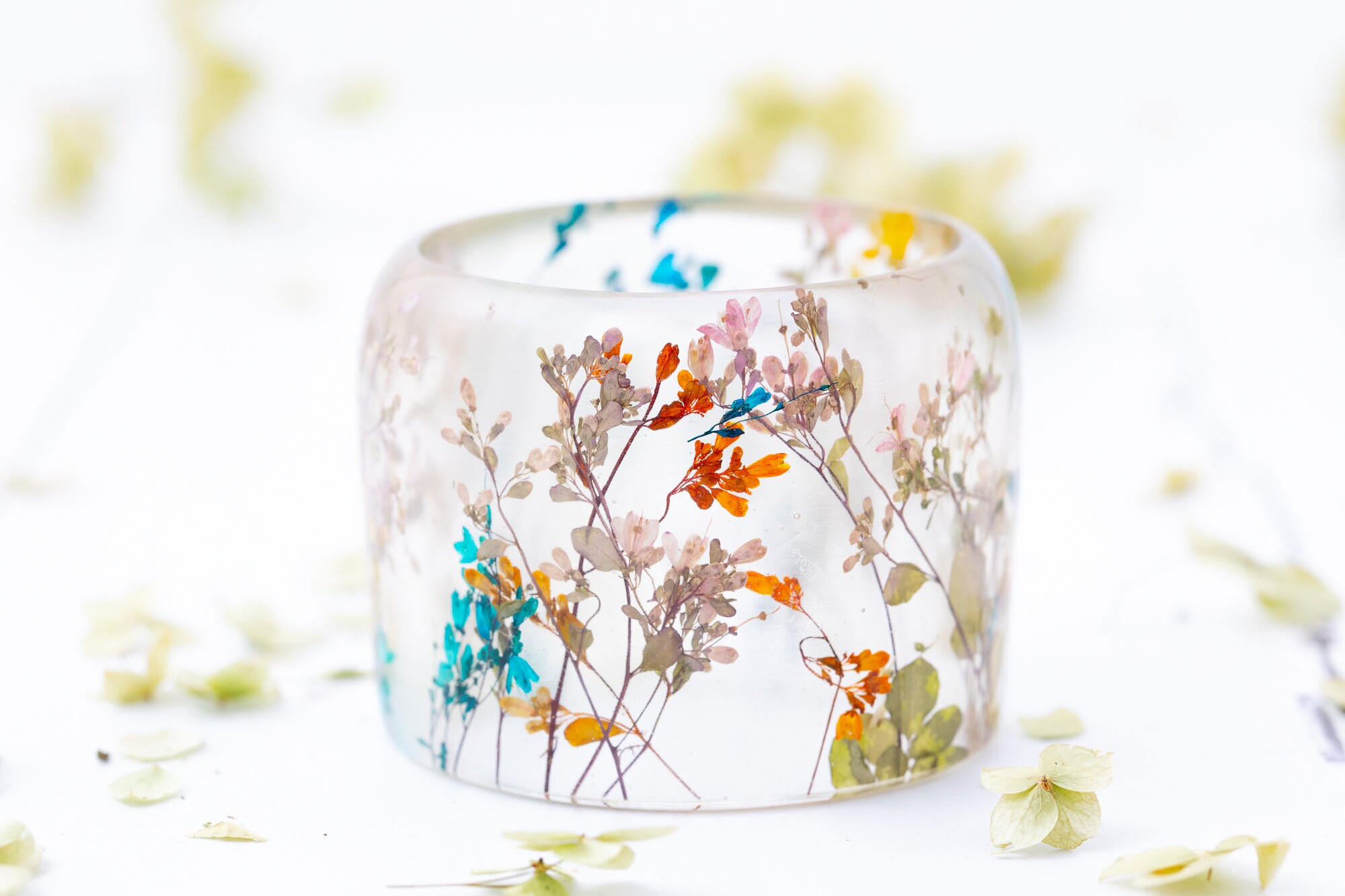 Real Flower Bangle / Extra Super Wide / Wildflower Bangle / - Etsy UK