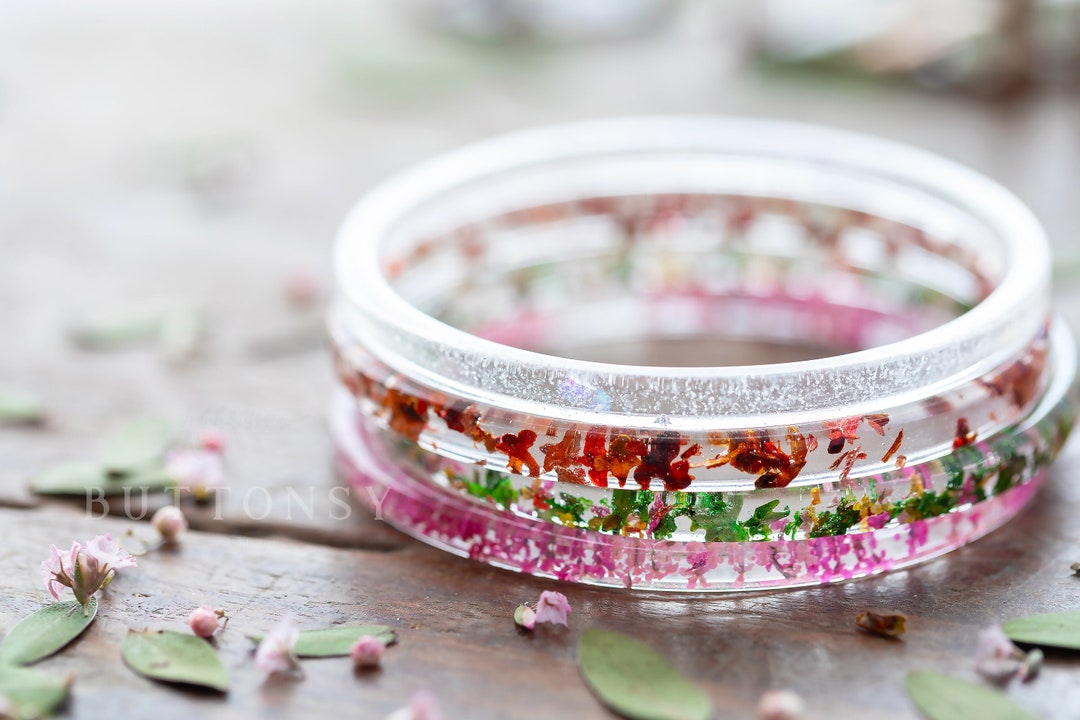 Flowers / Four Seasons / Resin Bangle / Stacking Bangles / Gifts for ...