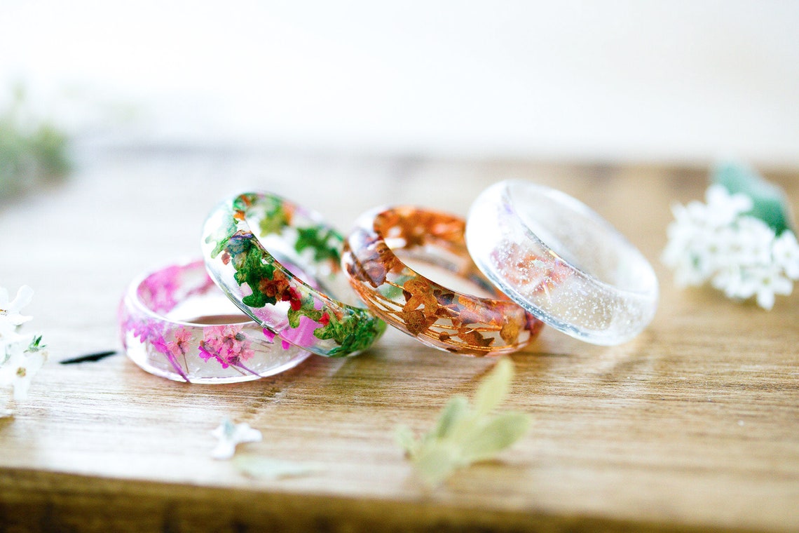 Real Flower Ring / Four Seasons Full Set / Spring Summer - Etsy