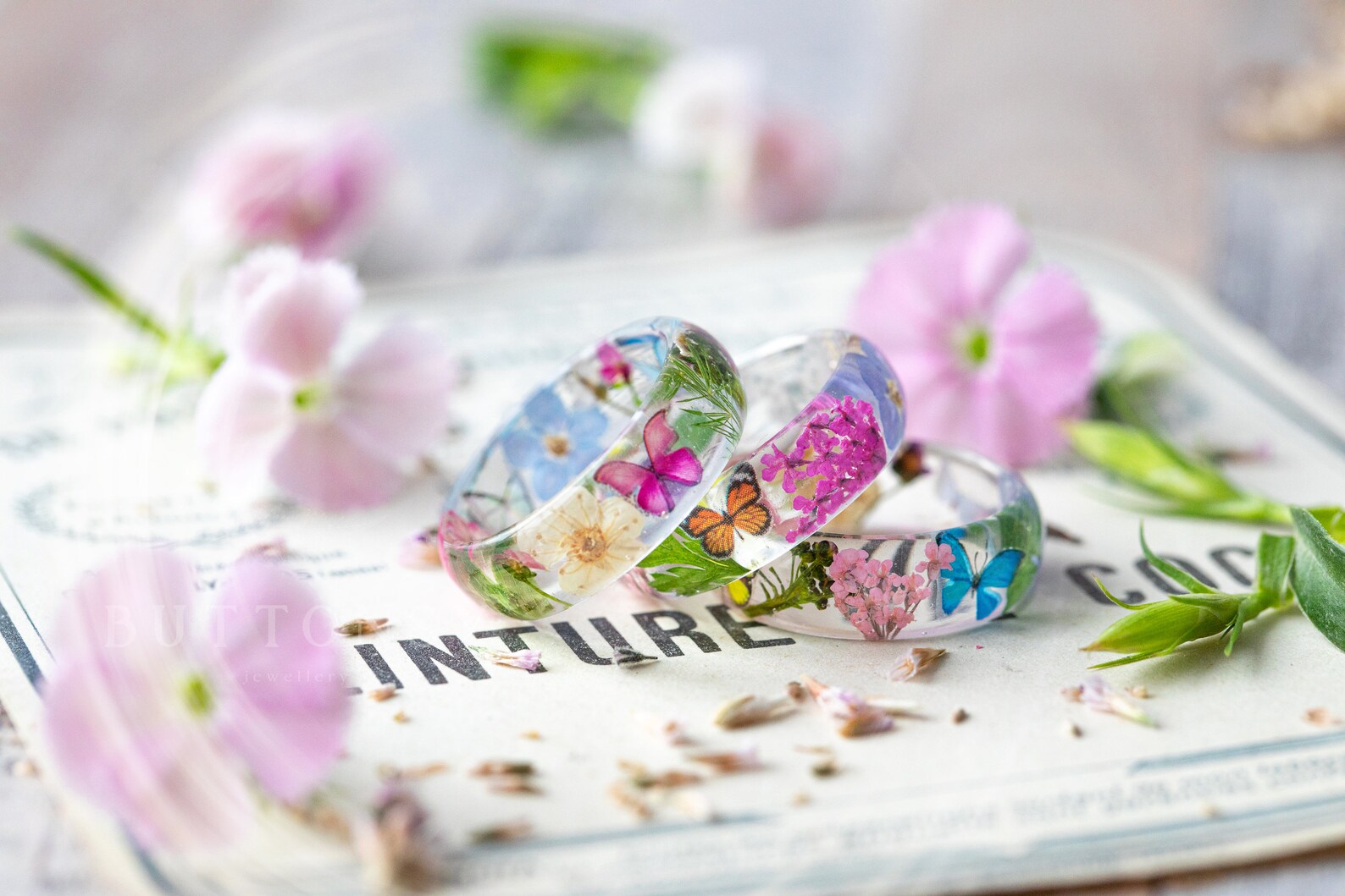 Real Flower Ring: Butterfly Meadow Botanical Jewelry - Etsy