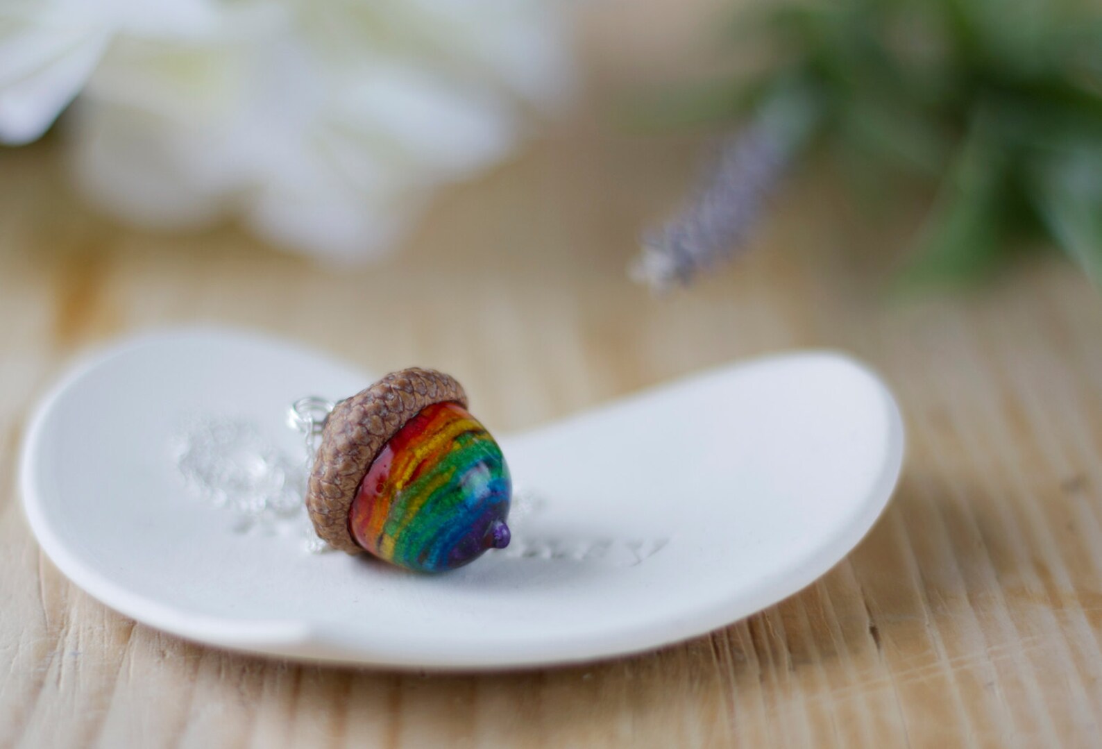 Rainbow Acorn Necklace / Real Flower Jewellery / Autumn - Etsy